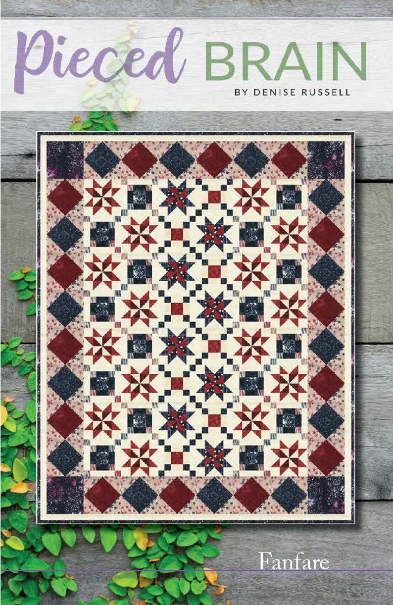 Patriotic Quilt Pattern Scrappy Flag Red Blue Fanfare Fourth of July ...