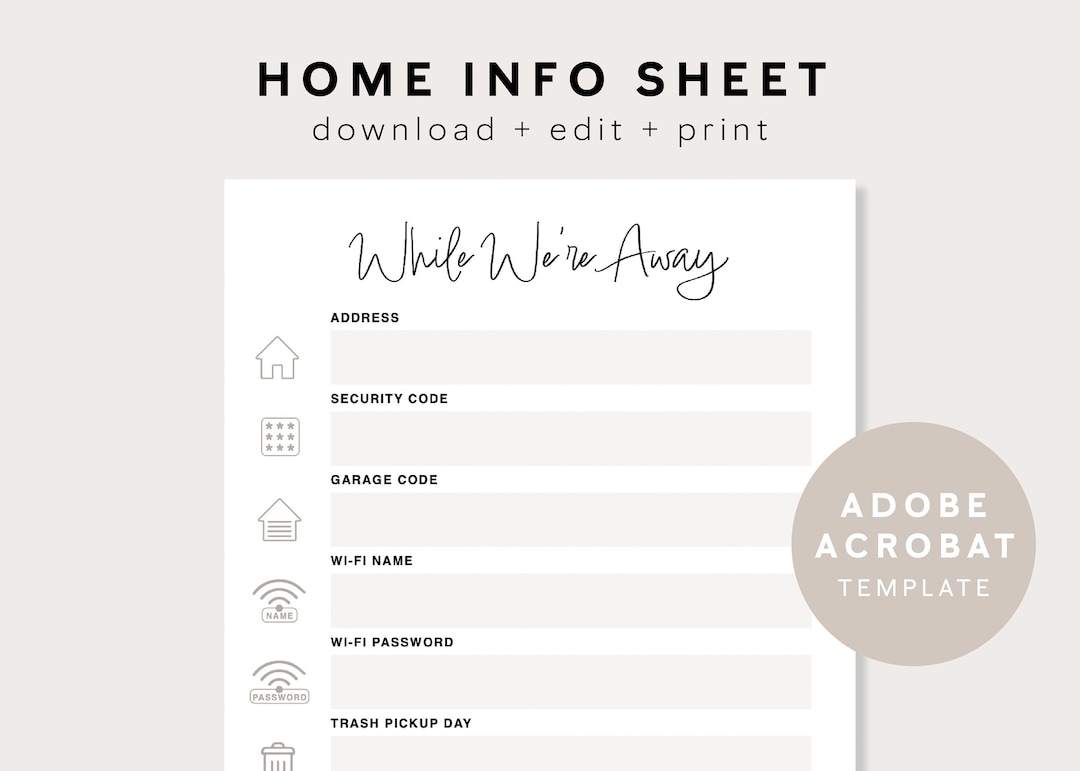 Editable Home Info Template - Etsy