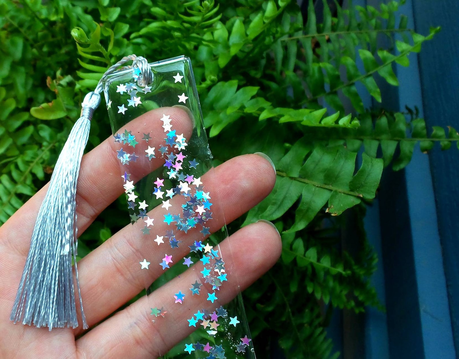 Resin and Glitter Bookmark, Reflective Stars, Transparent Marker ...