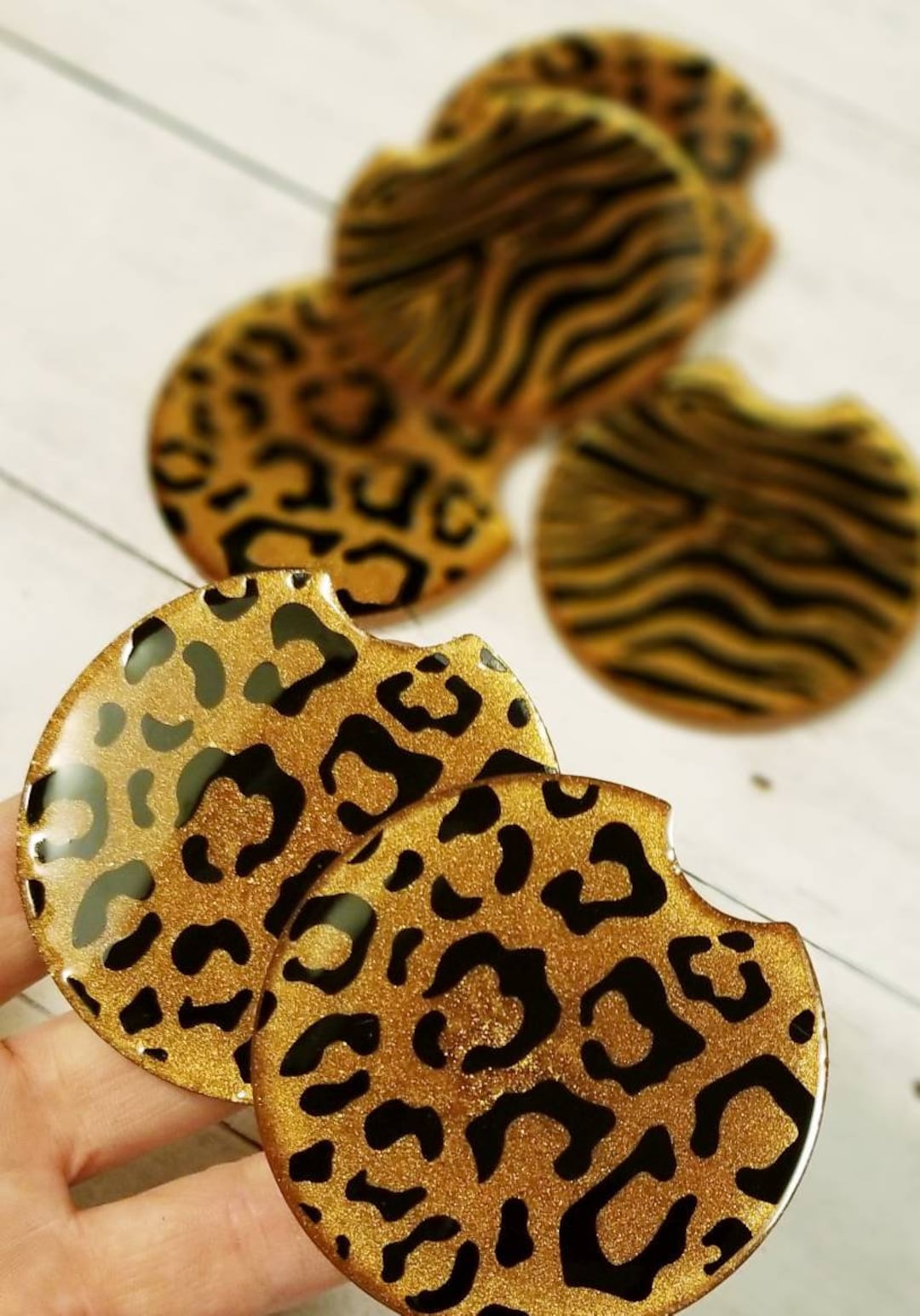 Leopard Print Car Coasters Pack of 2 Resin Coasters Animal - Etsy