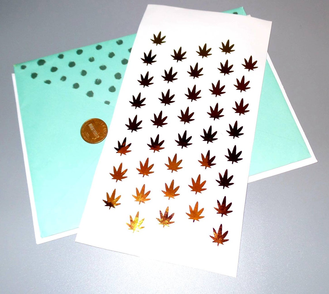 Cannabis Stickers Mini Reflective Pack of 25 Color Changing | Etsy