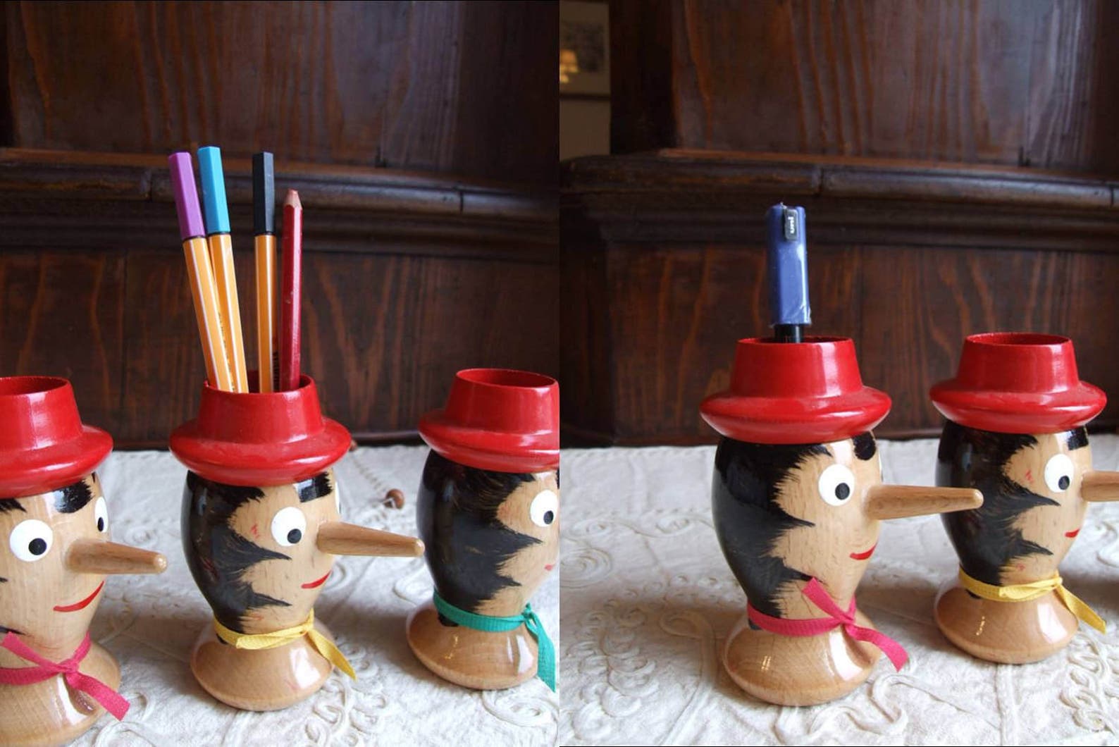 Rare Vintage Italian Handmade Pinocchio Wooden Table Toy Pen - Etsy