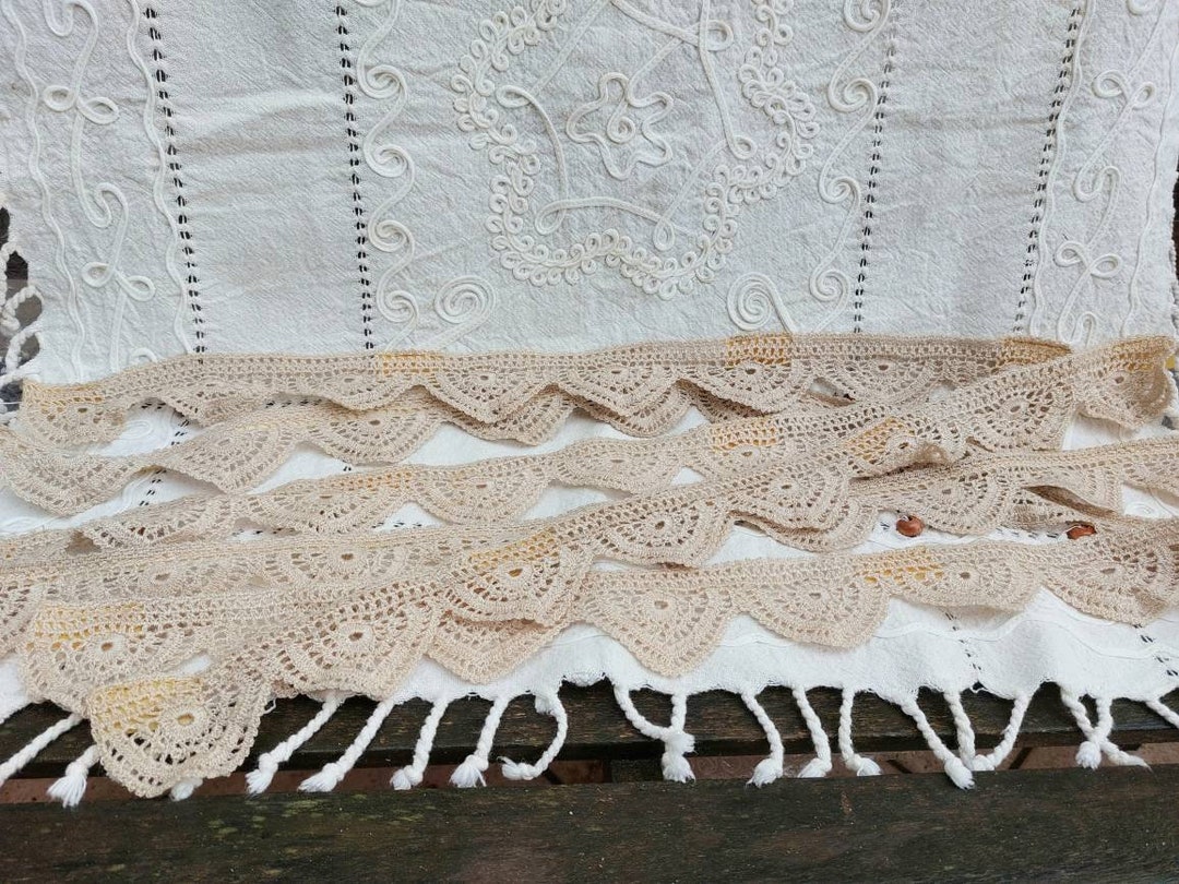 Set Di 6 Finiture in Pizzo All'uncinetto in Cotone Scaloppato a Mano ...