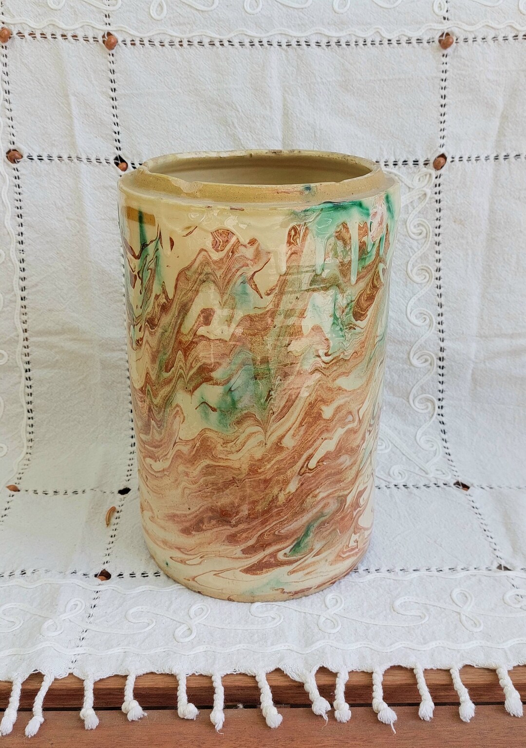 Antique Italian 1800s Large Glazed Terracotta Maiolica Preserves Confit ...