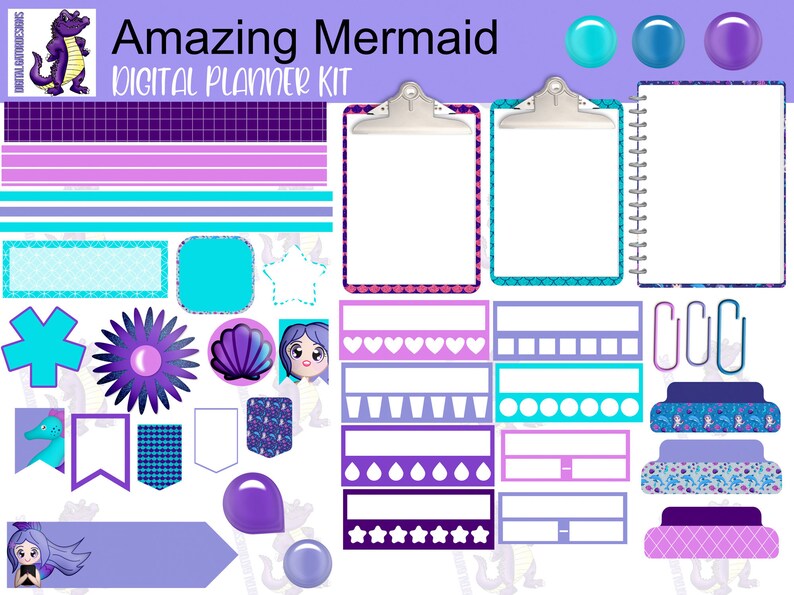Amazing Mermaid Digital Planner Kit - Etsy
