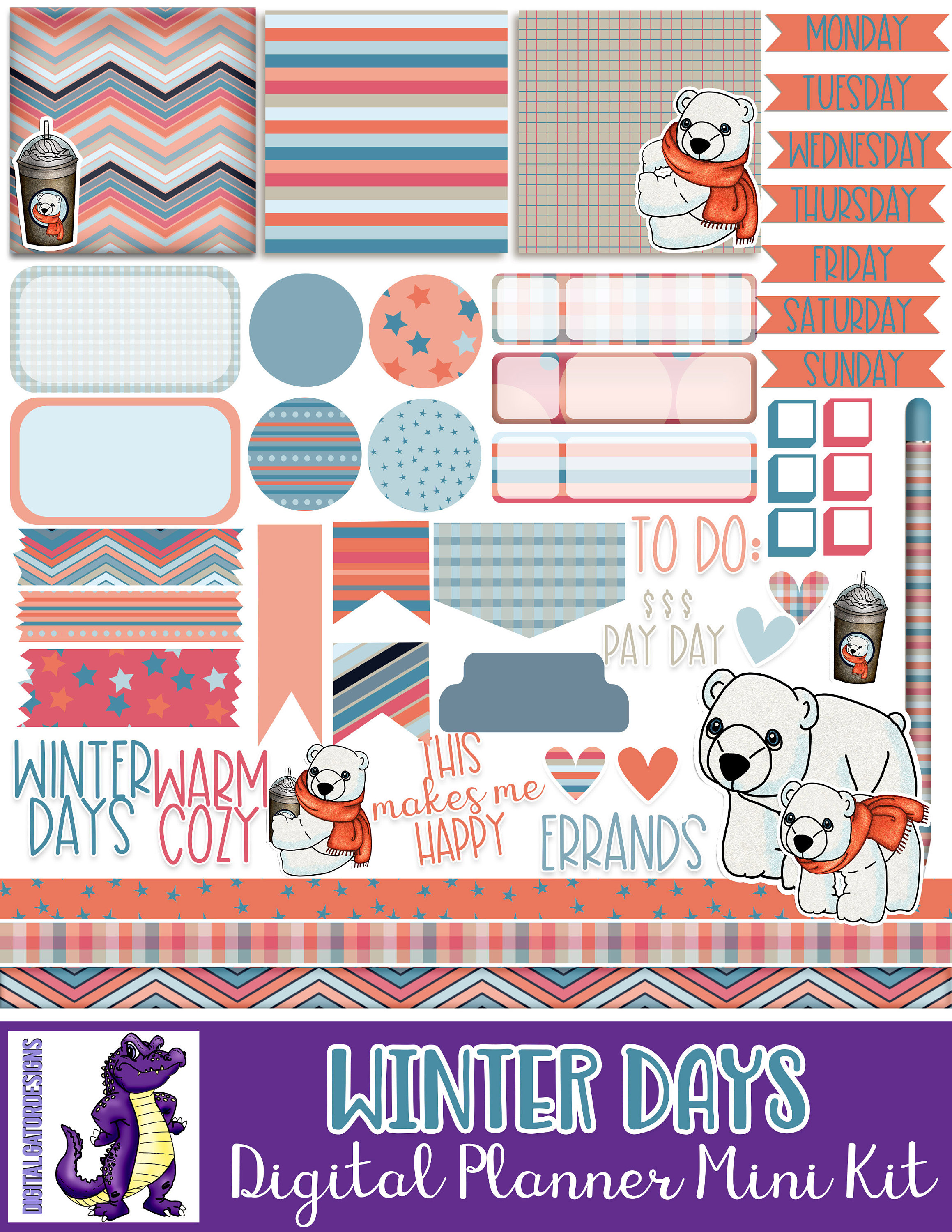 Winter Days Mini Digital Sticker Set - Etsy