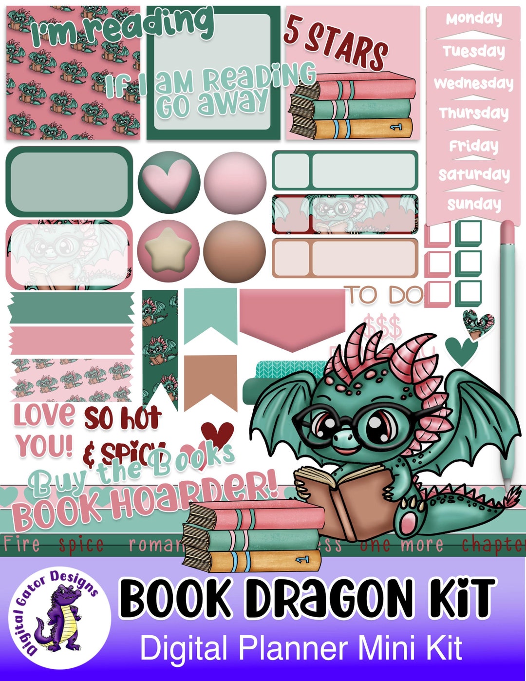Book Dragon Mini Planner Kit - Etsy