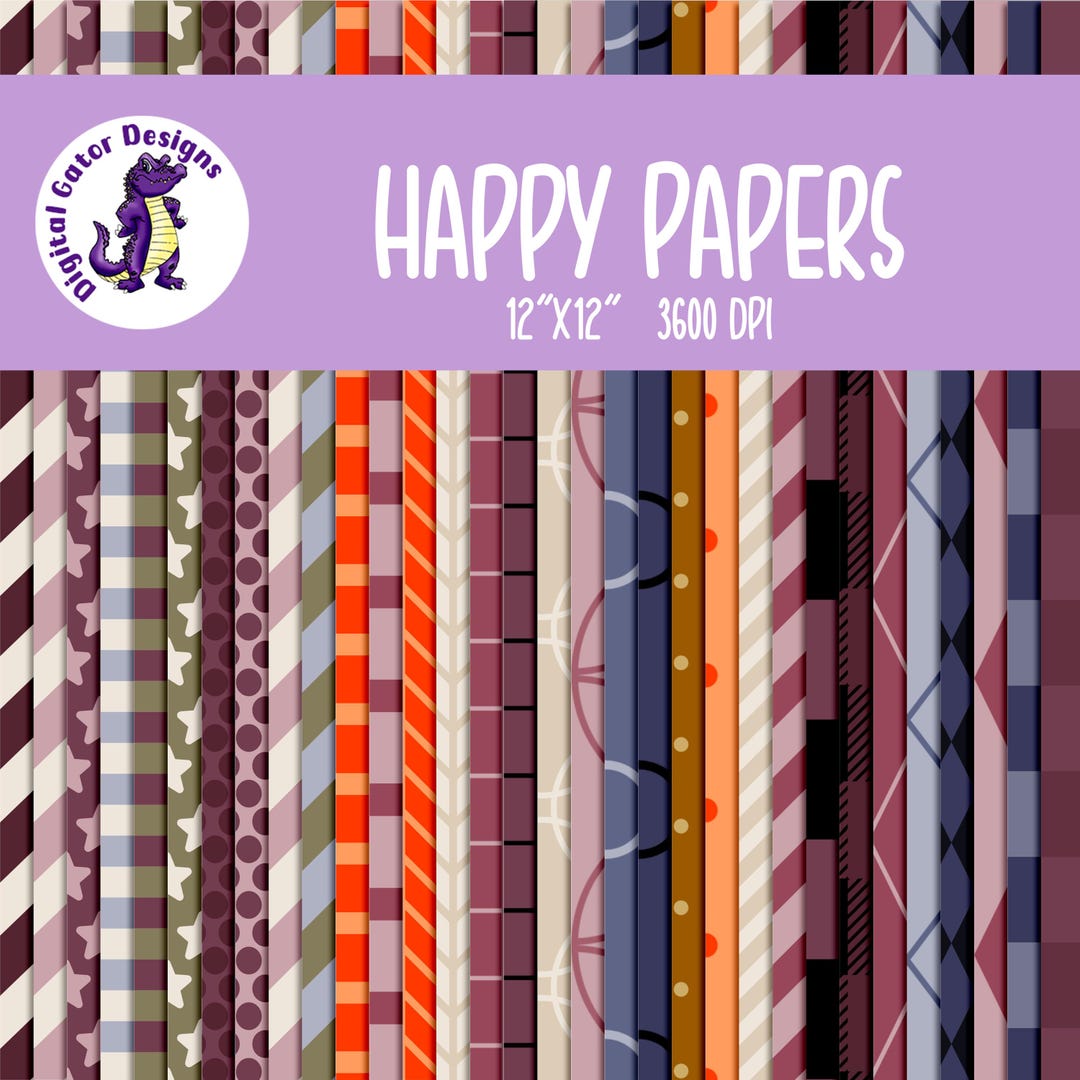 Happy Digital Paper Pack - Etsy