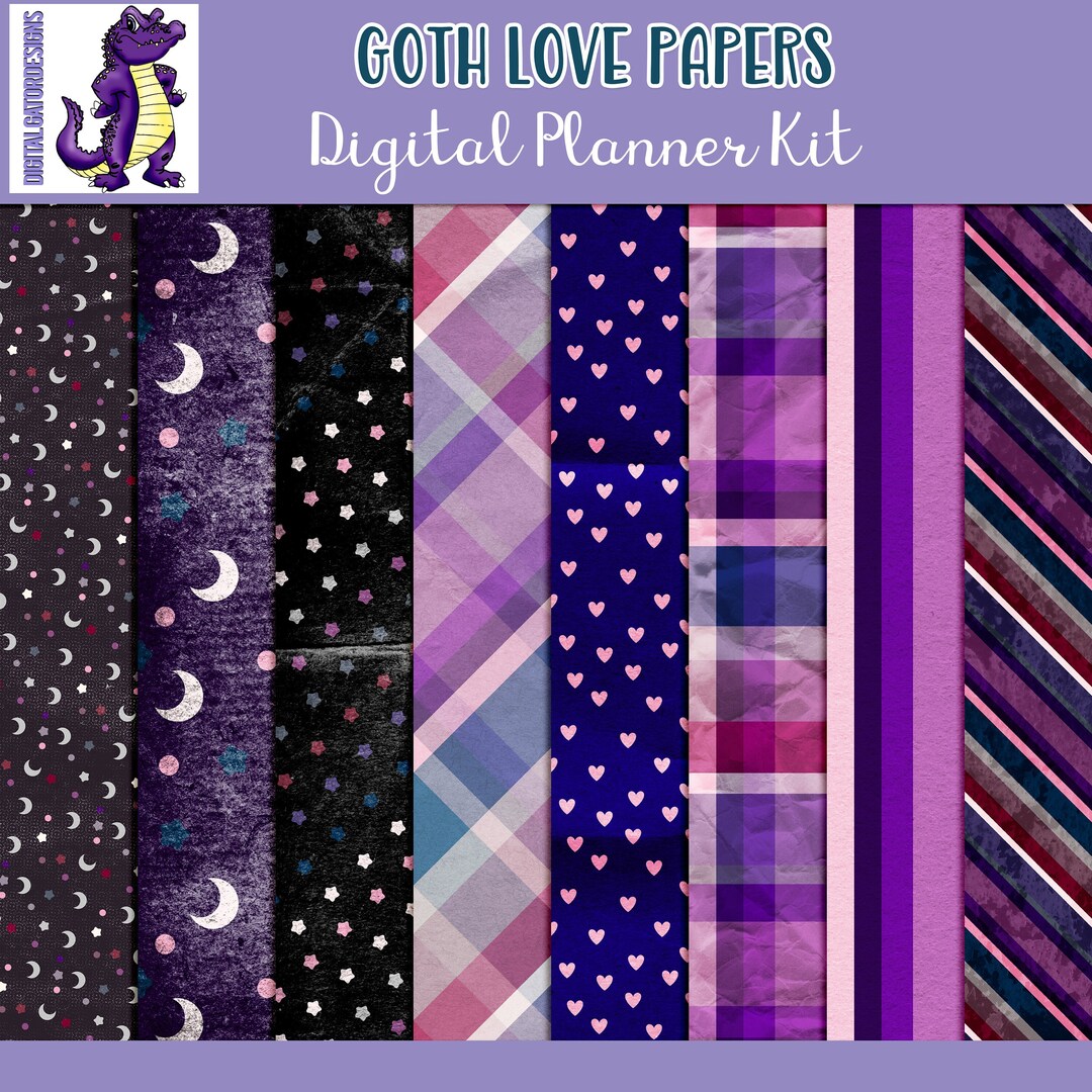 Goth Love Digital Paper Set - Etsy
