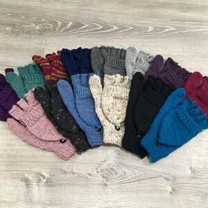 Convertible Wool Fingerless Mittens for Women ADDITIONAL | Etsy