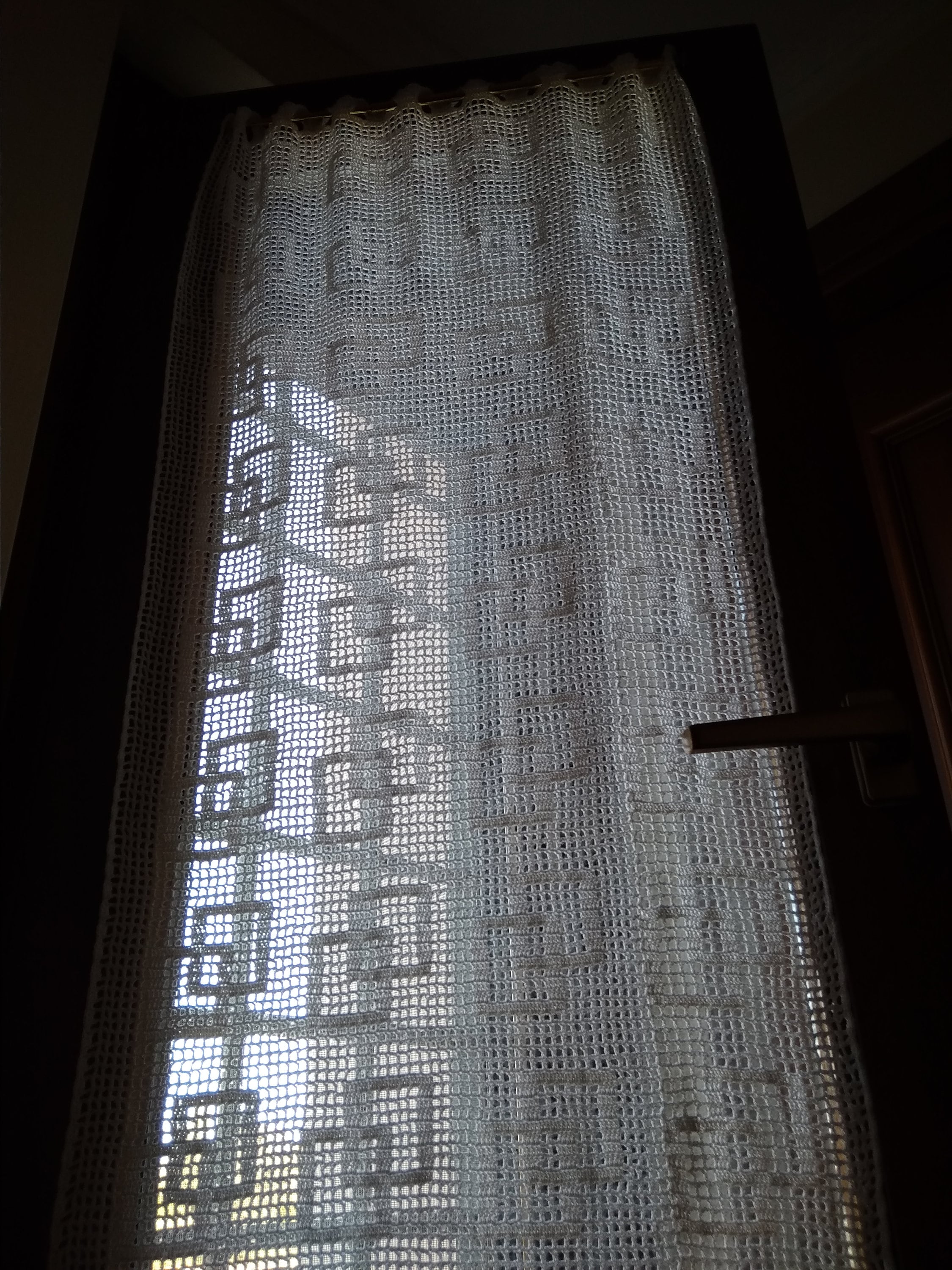 Filet CROCHET PATTERN - Lace Curtain Crossed Squares, PATTERN 411 ...