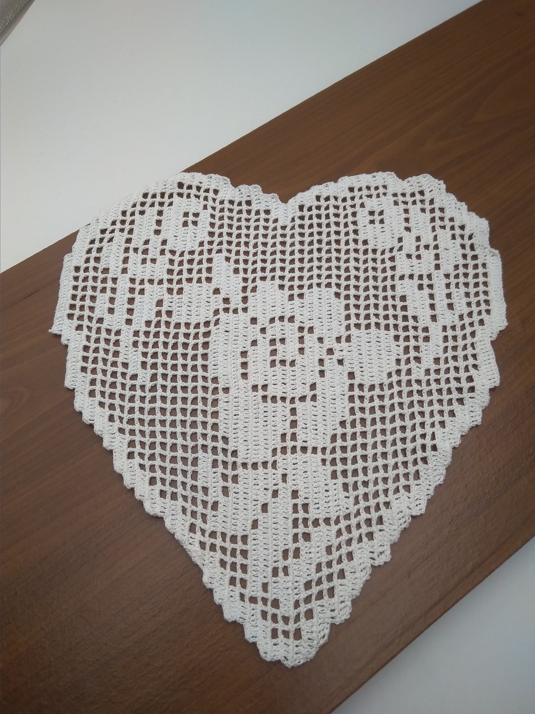 Pattern Crochet Doily ROSE Heart Filet, PATTERN 406, FILET Pattern ...