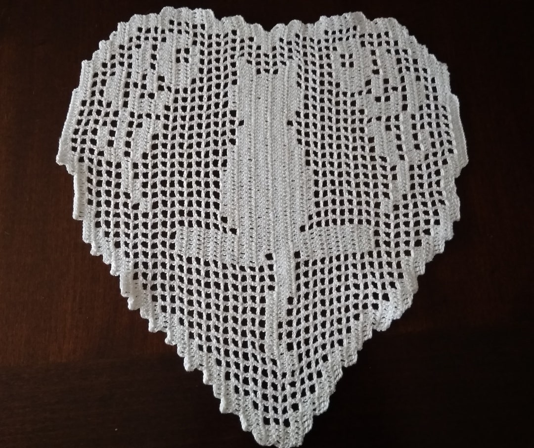 Pattern Crochet Doily CAT Heart Filet, PATTERN 407, Crochet Pattern ...