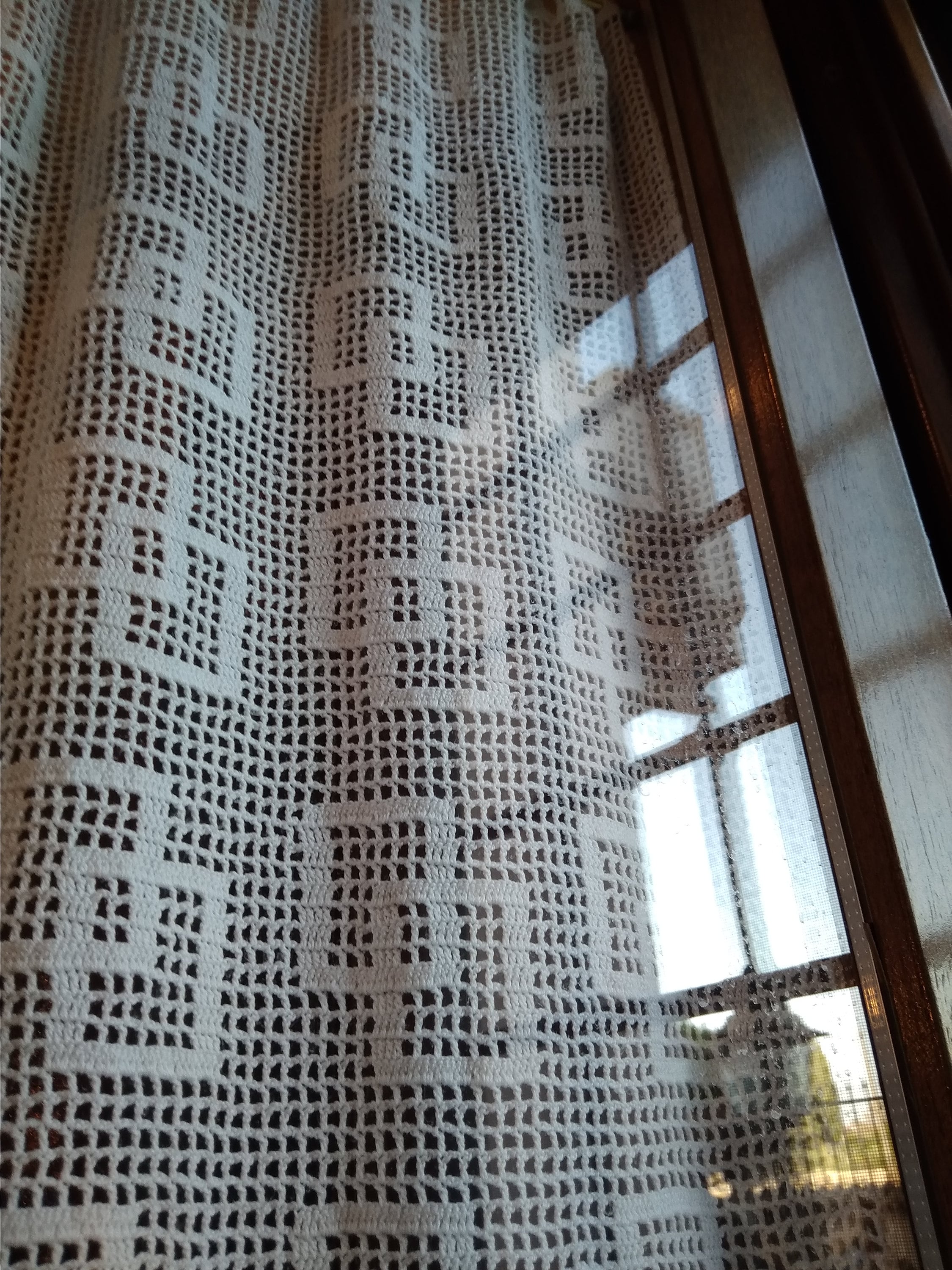 Filet CROCHET PATTERN - Lace Curtain Crossed Squares, PATTERN 411 ...