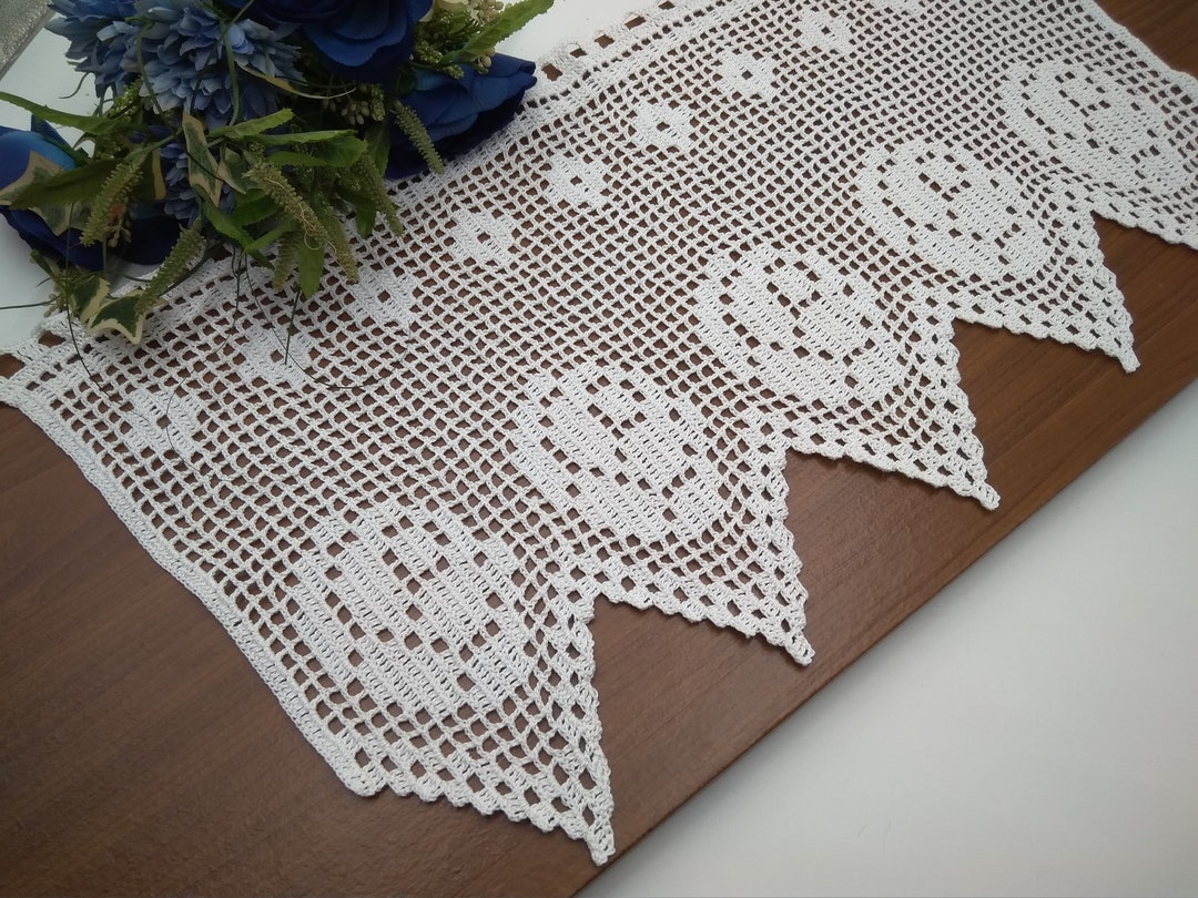 Curtain Crochet Pattern, Pattern Easy, Decorative Crochet Filet Curtain ...