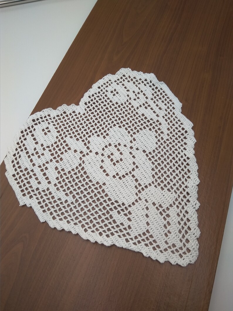 Pattern Crochet Doily ROSE Heart Filet, PATTERN 406, FILET Pattern, Instant Download, Crochet ...