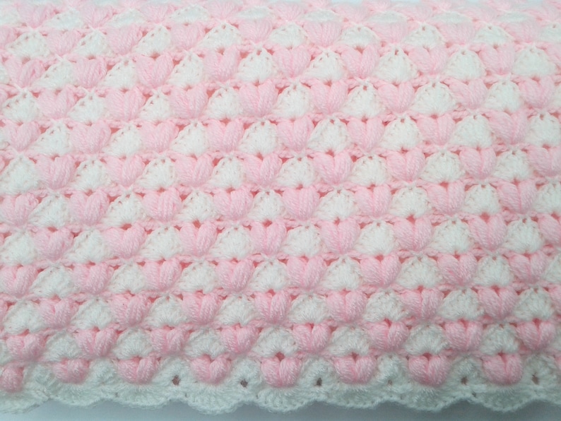 Schema Uncinetto copertina neonato culla, copertina puff di cuori ...