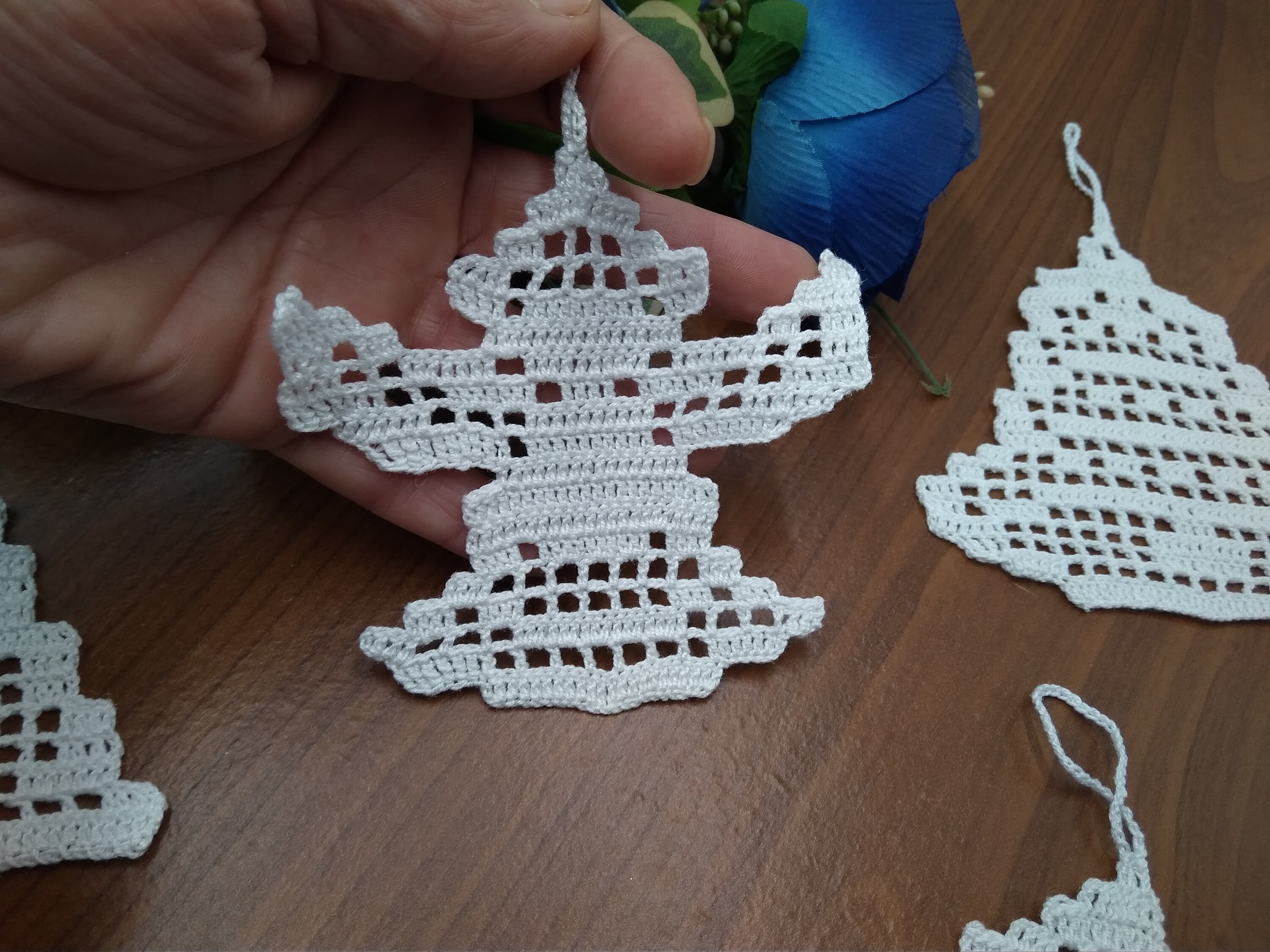 FILET Crochet Christmas Pattern - Angel Christmas Ornaments - PATTERN ...