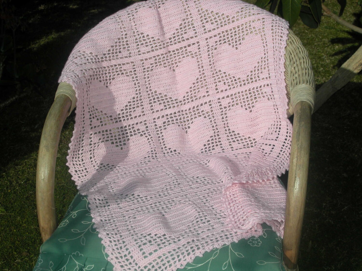 Crochet Filet Baby Blanket PATTERN, Crochet Pattern FILET HEARTS , Baby ...