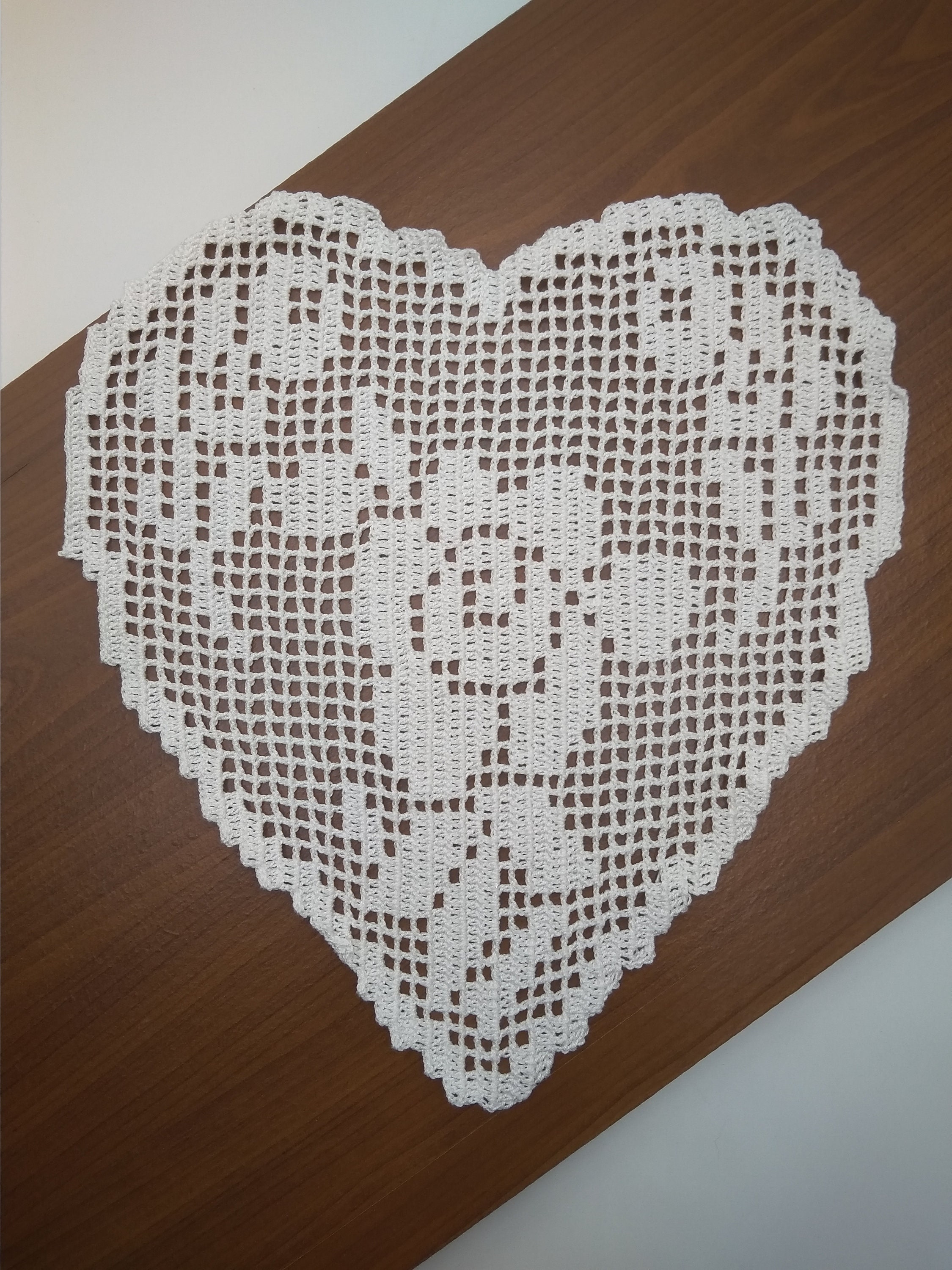Pattern Crochet Doily ROSE Heart Filet, PATTERN 406, FILET Pattern ...