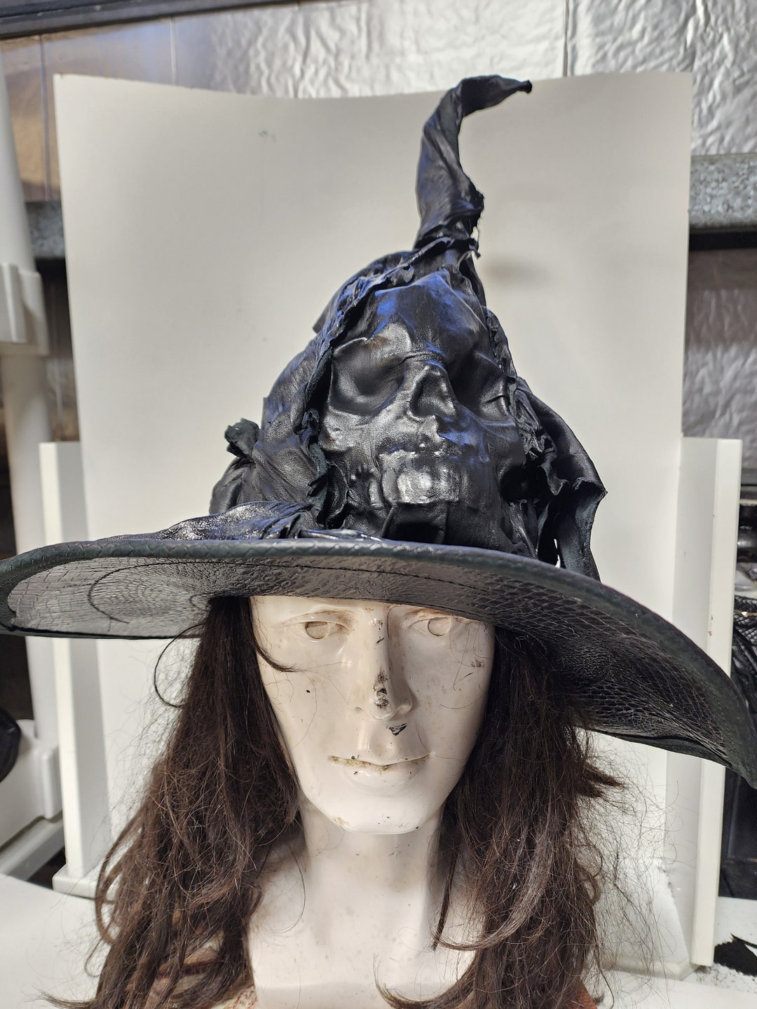 Leather Wizard Warlock Witch Necromancer Hat - Etsy