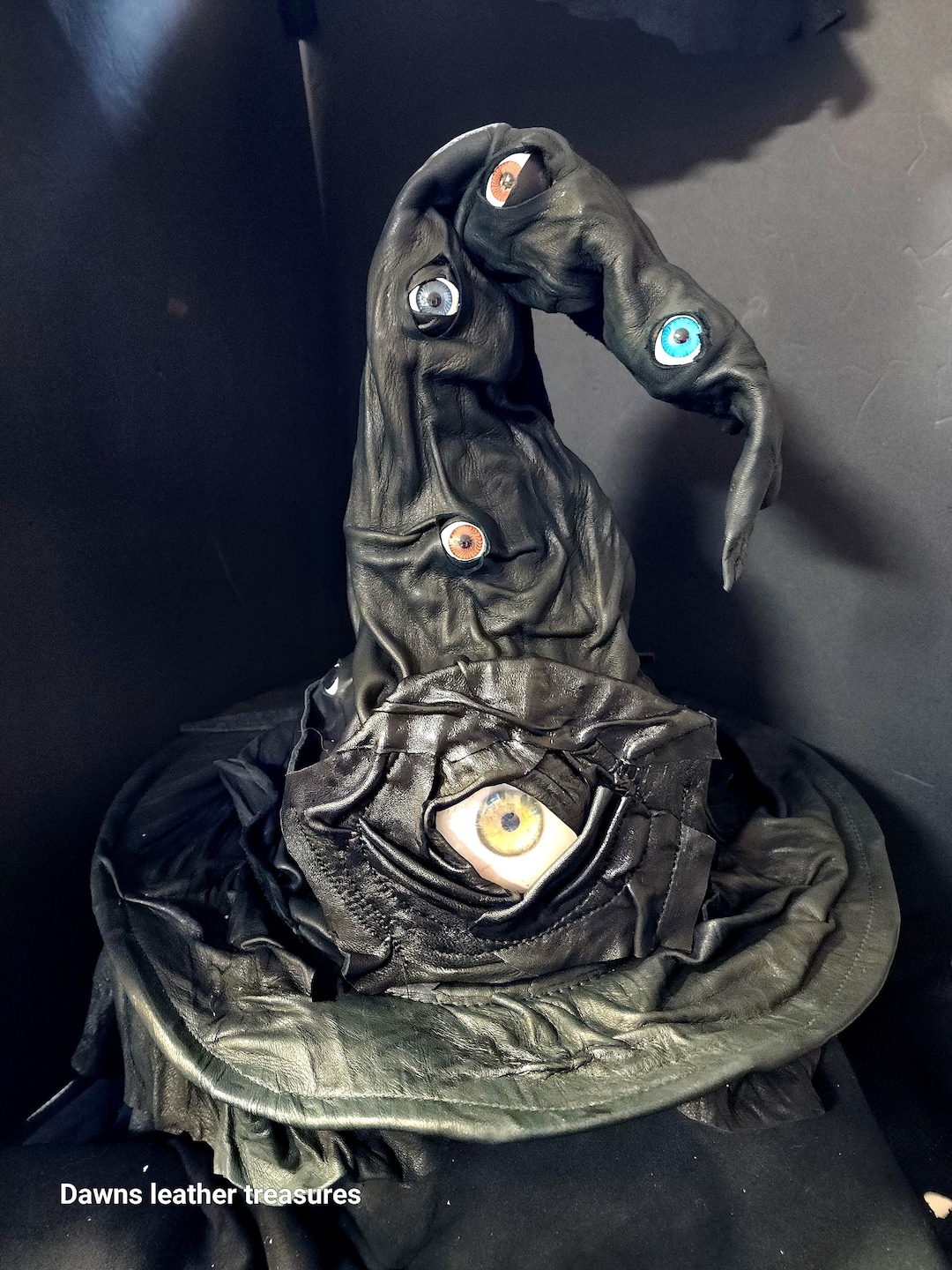 Creepy Unisex Leather Witch Wizard Hat With Eyeballs - Etsy
