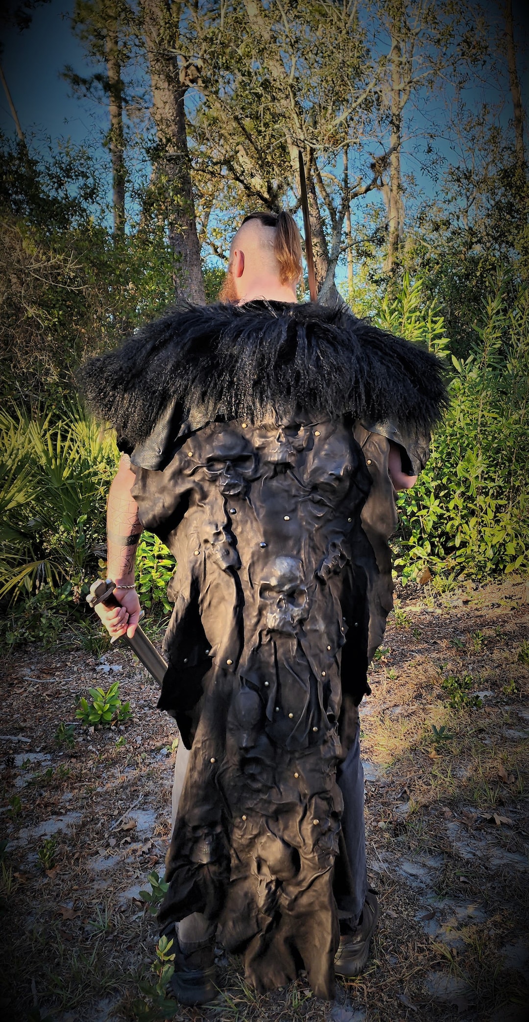Krampus Viking Necromancer Horror Leather Cosplay Cape of Skulls Unisex ...
