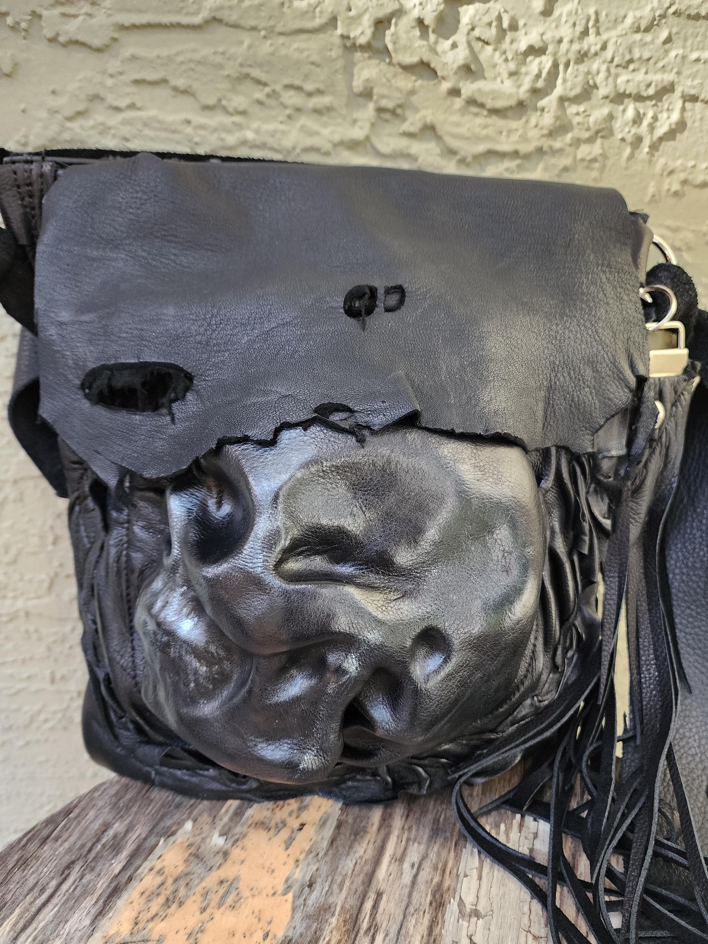 Leather Unisex Profile Skull Bag - Etsy