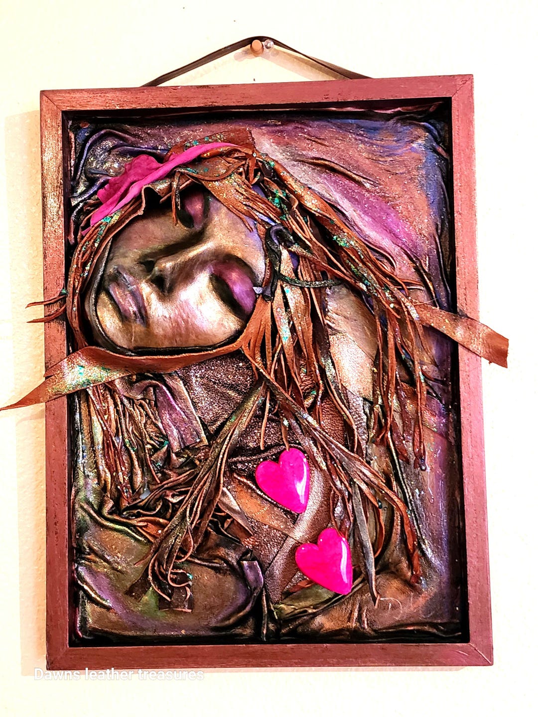 Leather Lady Face Mystical Enchanting Ooak Wall Art - Etsy