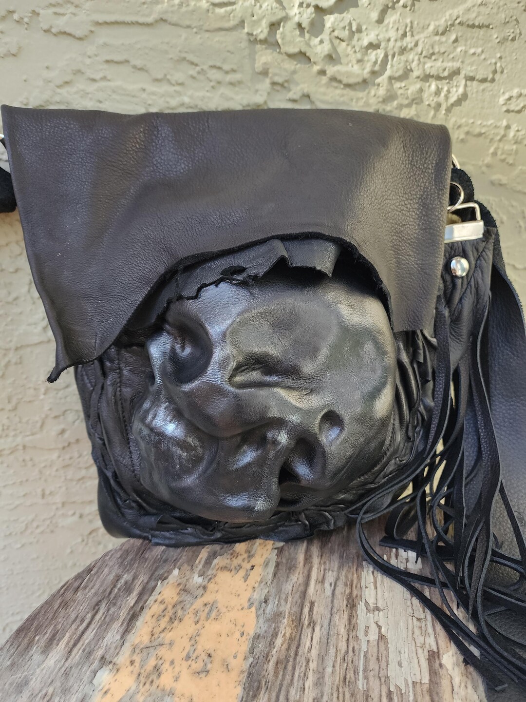 Leather Unisex Profile Skull Bag - Etsy