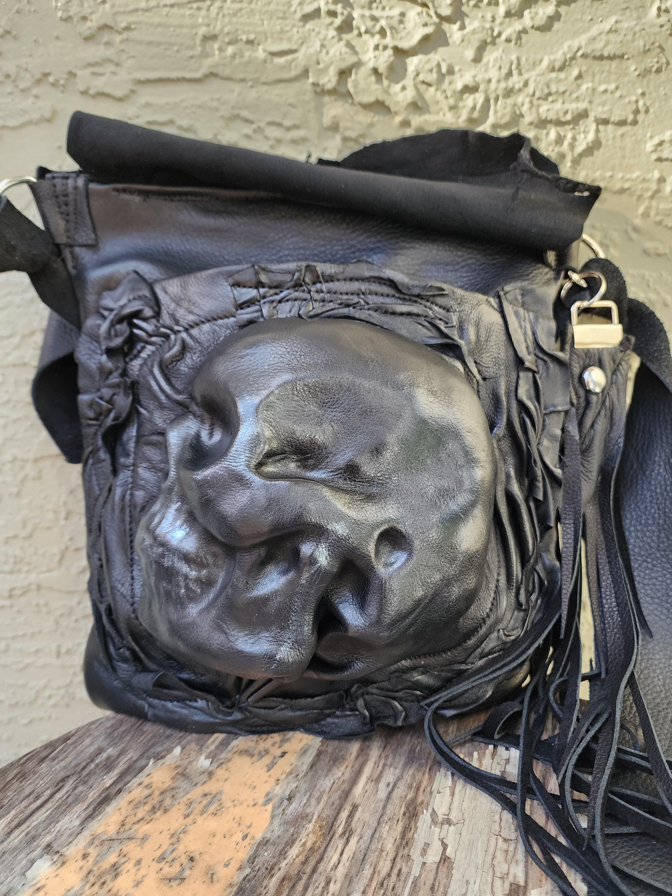 Leather Unisex Profile Skull Bag - Etsy