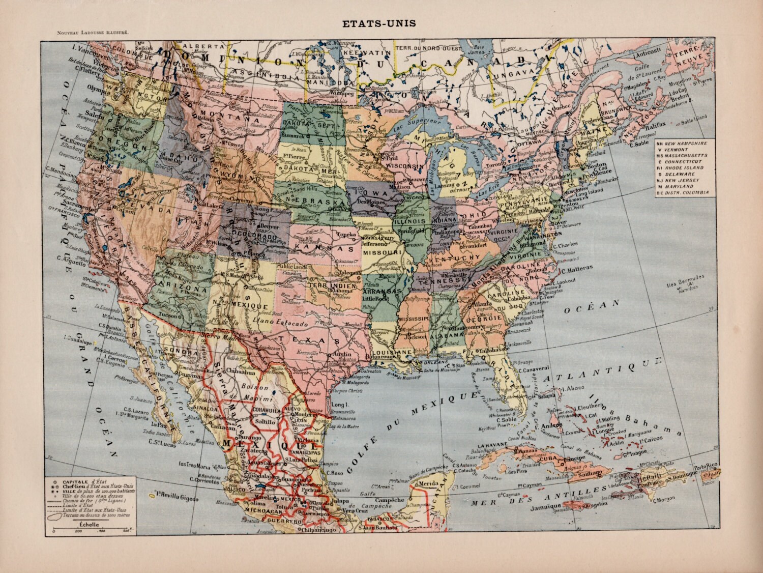 1897 United States of America Antique Map Old Lithograph | Etsy 1897 United States of America Antique Map Old Lithograph | Etsy