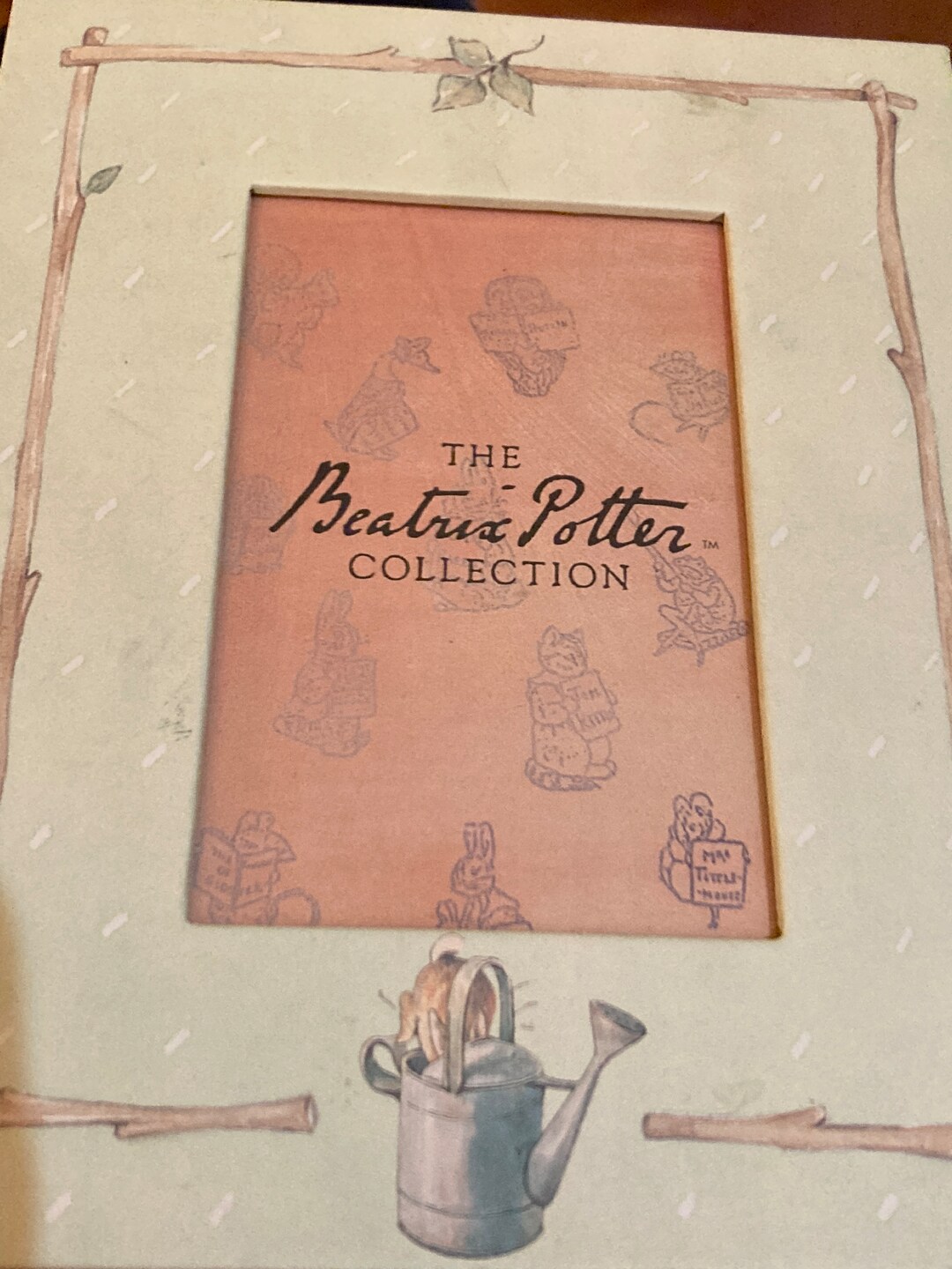 Beatrix Potter Frame, Green Background Decorated With Twigs and Bunny ...