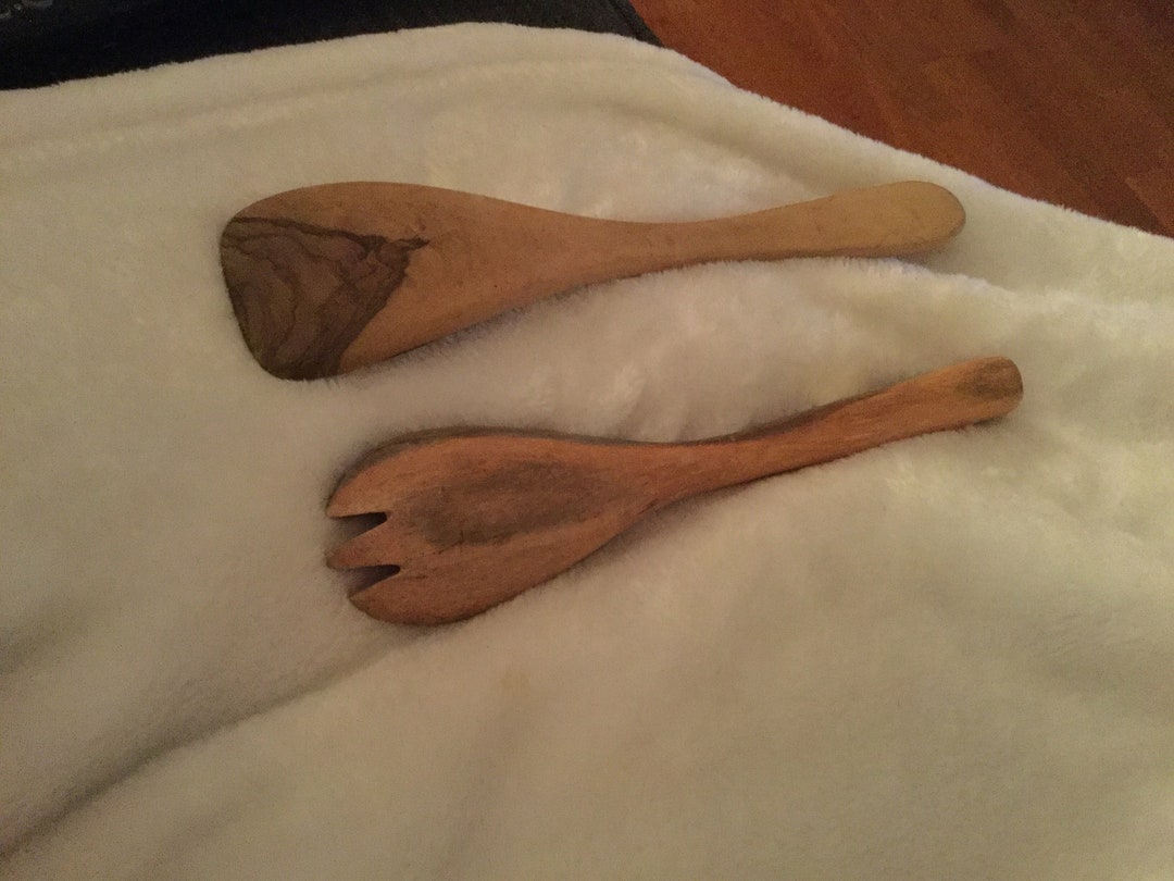Olive Wood Salad Tongs, Set of Two (2), Beautiful Wood Grain, Italian ...