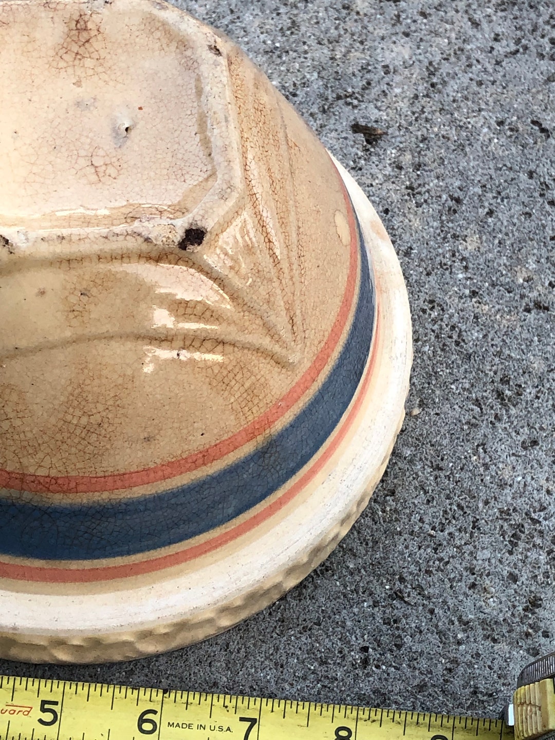 Antique Mccoy Era Square Bottom, Pie Crust Edge 9 1/2” Bowl, Yellow W ...