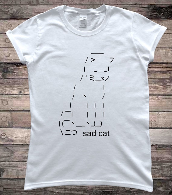 Sad Cat Emoji Ascii Art Cat T-shirt | Etsy UK