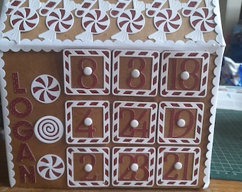 Gingerbread House Advent Calendar Christmas Countdown - Candy Cane ...