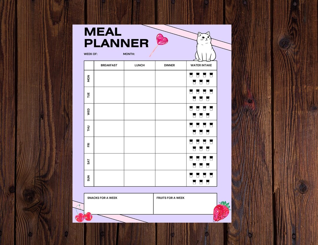 Meal and Workout Planner Weekly Fitness & Nutrition Tracker, Fitness ...