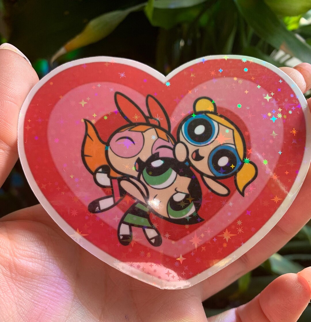 Powerpuff Girls Sticker or Magnet! Super Cute Sparkly All Three Playing ...
