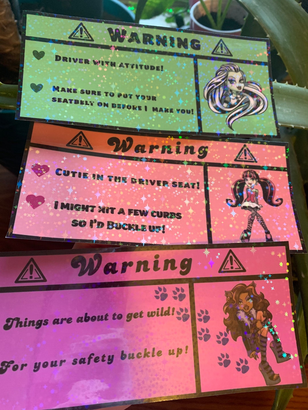 Monster Warning Stickers Wolf Sparkly Laminate - Etsy UK