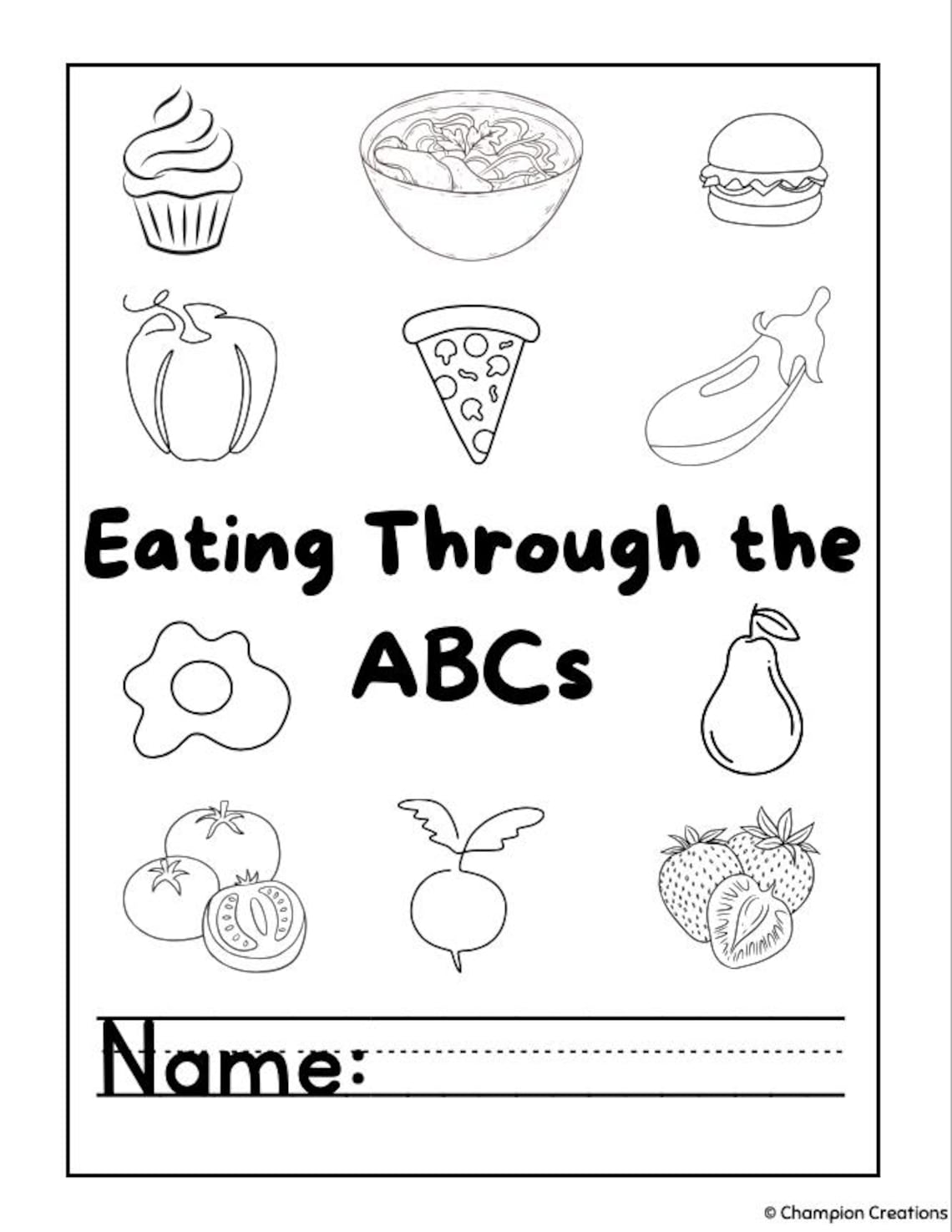 Eating Through the Abcs | Printable Food-themed Alphabet Workbook for ...