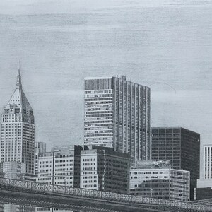 Art Print of Manhattan Skyline With Twin Towers Pencil Drawing - Etsy