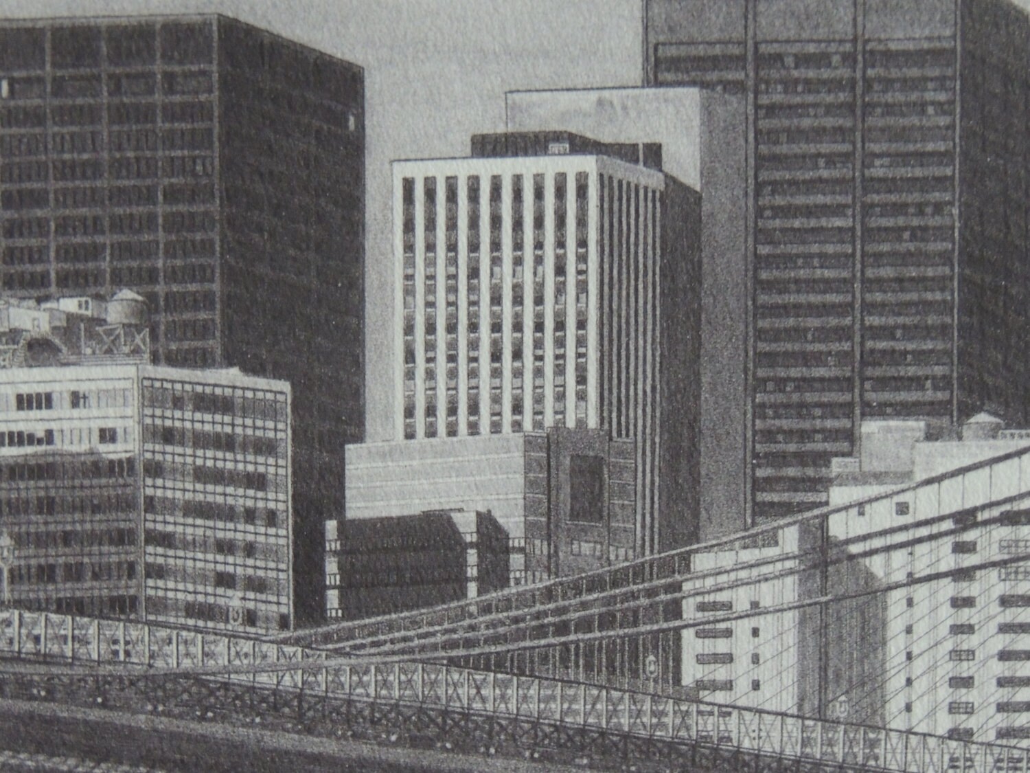 Art Print of Manhattan Skyline With Twin Towers Pencil Drawing - Etsy