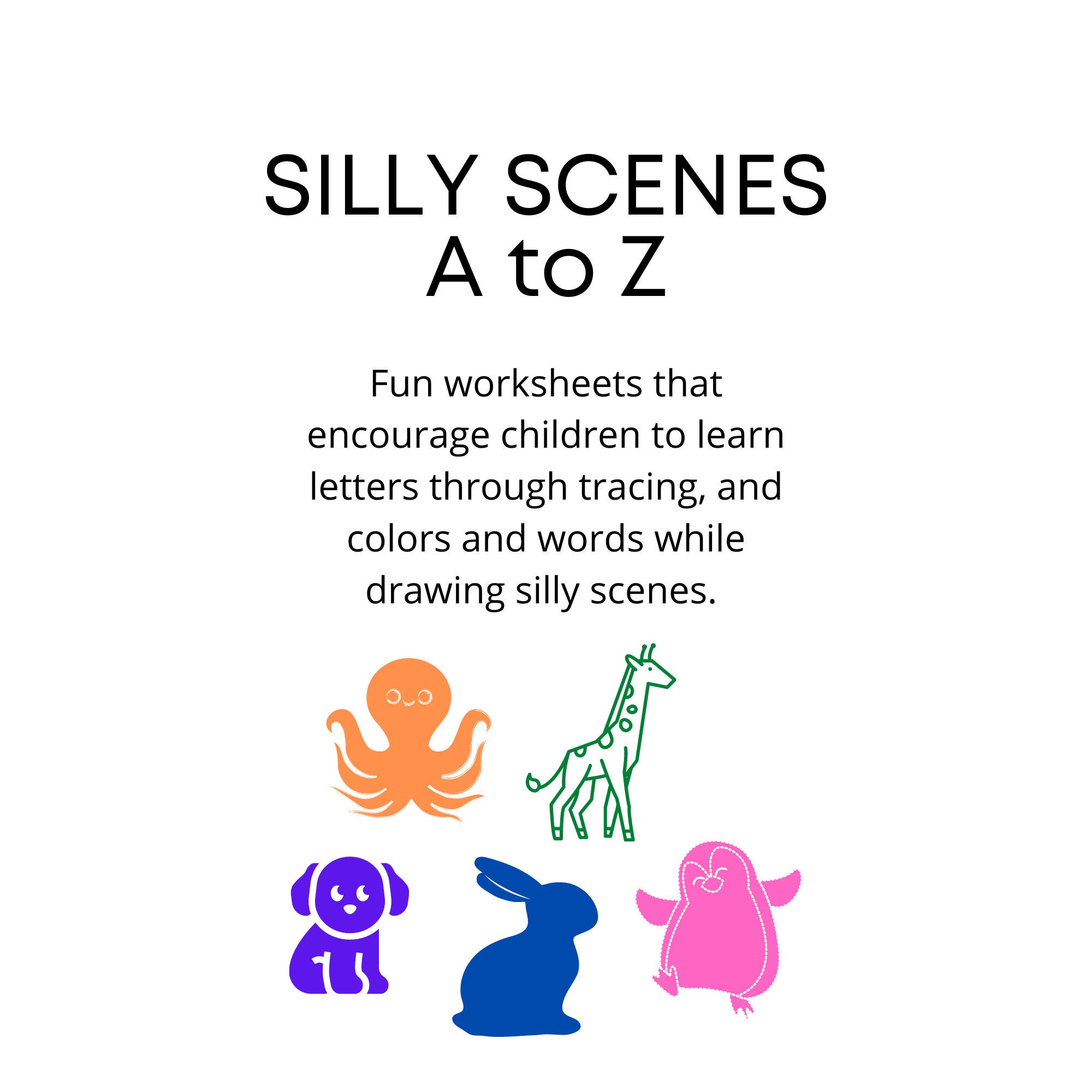 Silly Scenes A to Z Printable Letter Tracing and Drawing Workbook for ...