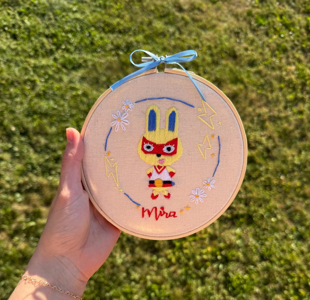 Mira Superhero Bunny Animal Crossing Hand Embroidered 6 Inch Hoop - Etsy