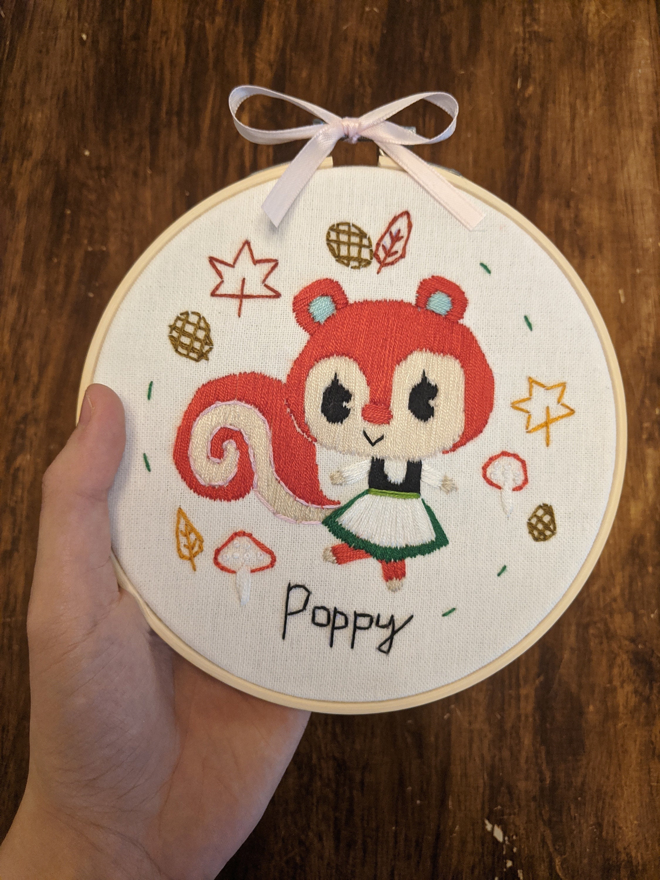Autumn Poppy Animal Crossing Hand Embroidered 6 inch Hoop | Etsy