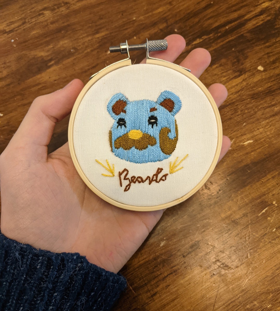 Beardo Animal Crossing Hand Embroidered 3 Inch Hoop - Etsy