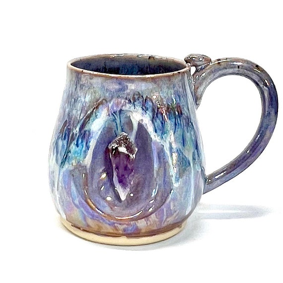 Crystal Cavern Mug With Amethyst or Clear Quartz Crystal-made | Etsy