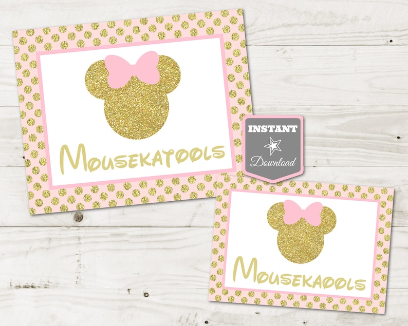 INSTANT DOWNLOAD Pink & Gold Glitter Mouse Printable 5x7 and | Etsy