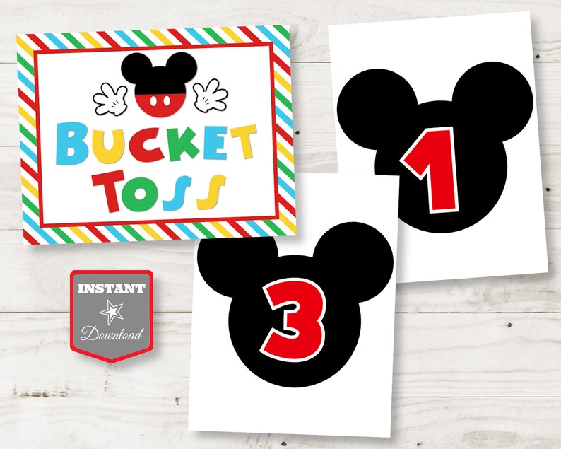 INSTANT DOWNLOAD Printable Mouse Clubhouse Bucket Toss Sign and Bucket ...